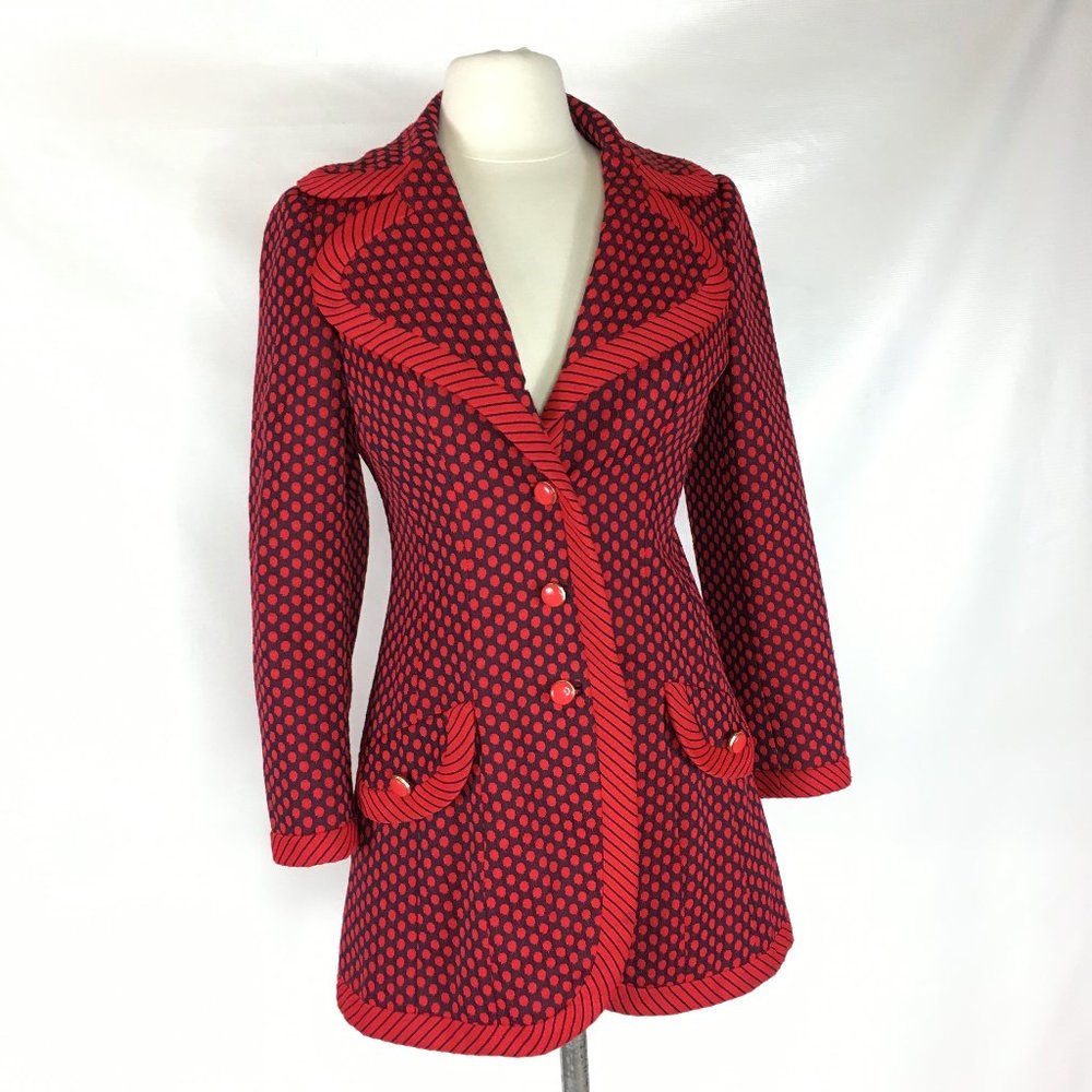 Vintage Lilli Ann Knit 60's Mod Overcoat Jacket - Gem